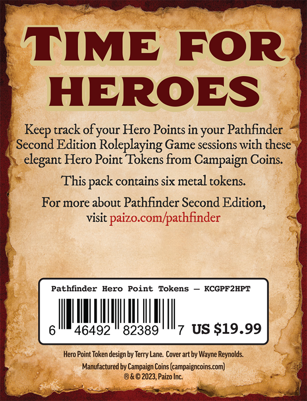 Pathfinder Hero Point Tokens (6)